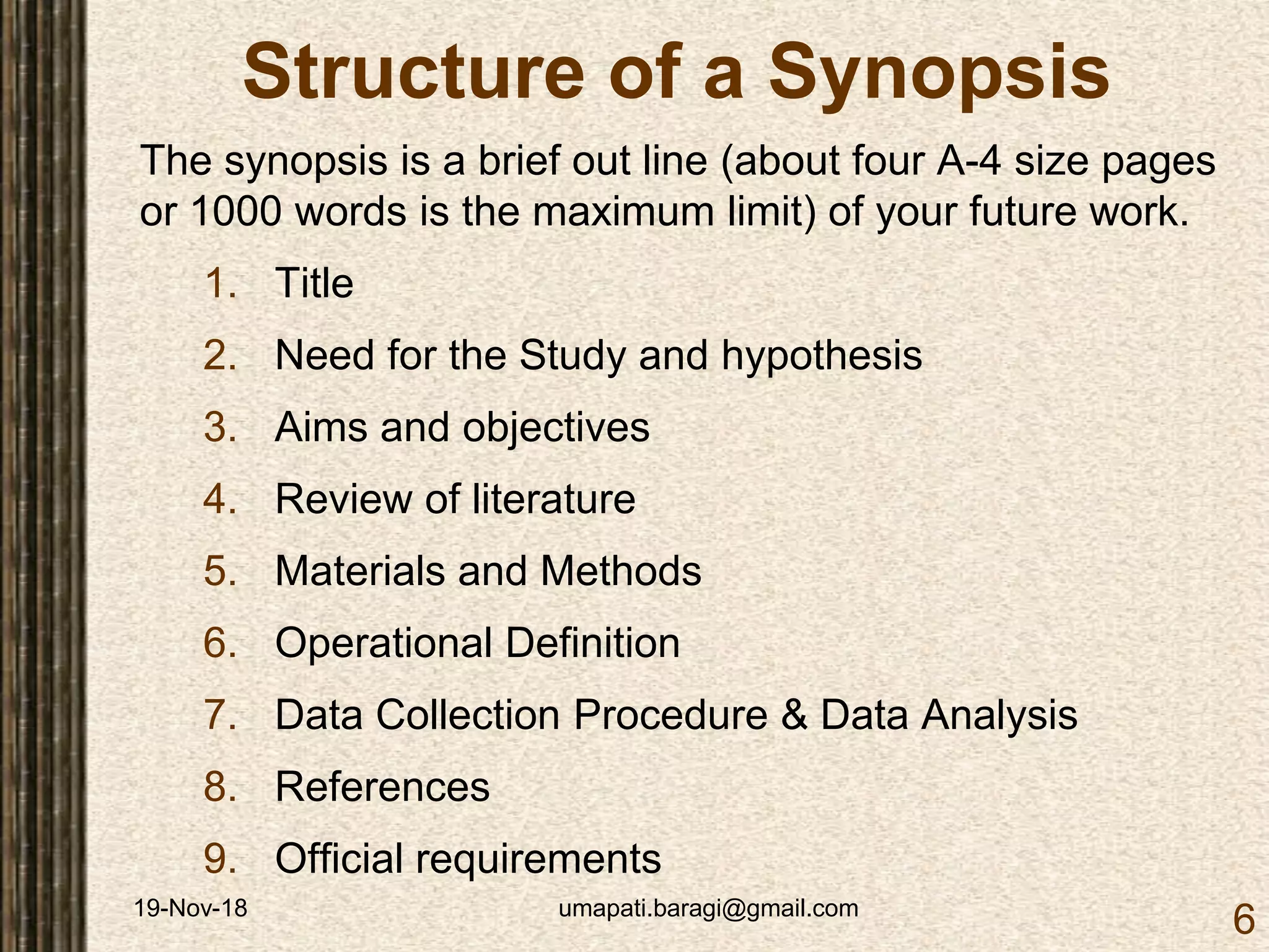 Synopsis - (How to write a effective Synopsis?) | PDF