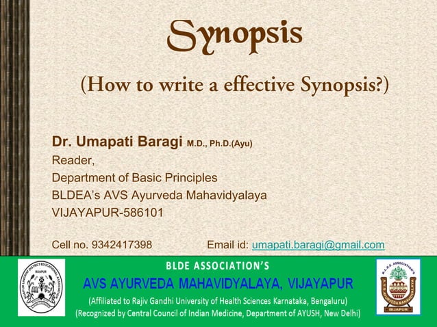 Synopsis - (How to write a effective Synopsis?) | PDF