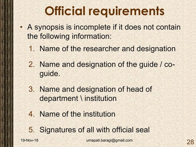 Synopsis - (How to write a effective Synopsis?) | PDF