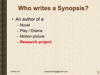 Synopsis - (How to write a effective Synopsis?) | PDF