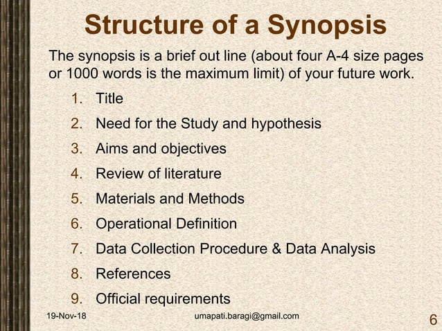 Synopsis - (How to write a effective Synopsis?) | PDF