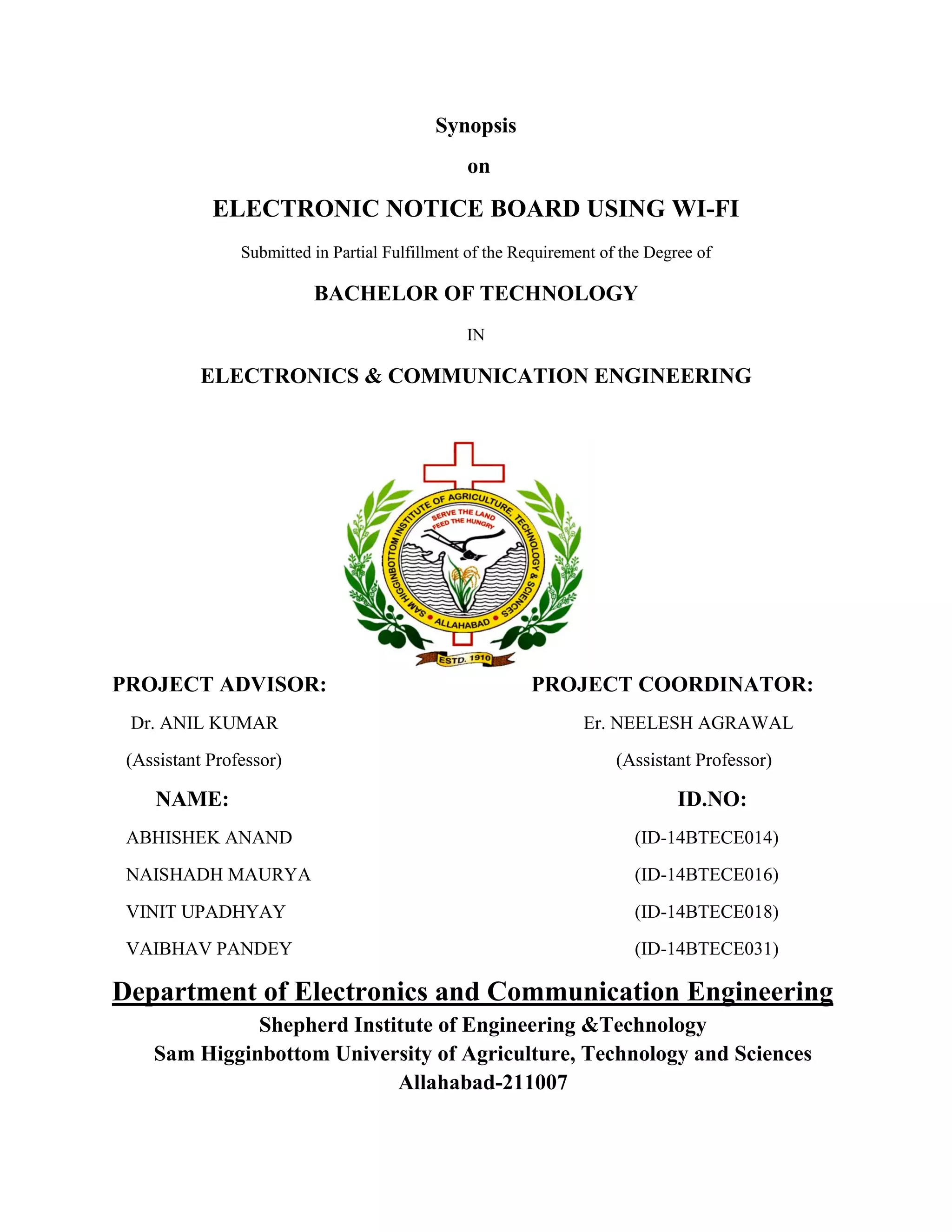 Electronics Notice Board Notice board using Wi-Fi Report | PDF