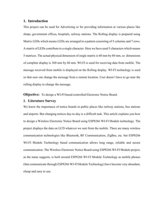 Electronics Notice Board Notice board using Wi-Fi Report | PDF