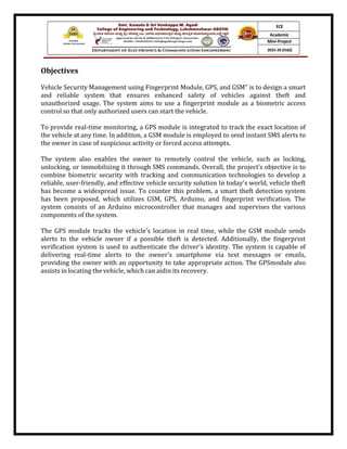 vehicle security management using fingerprint module and using GPS and ...