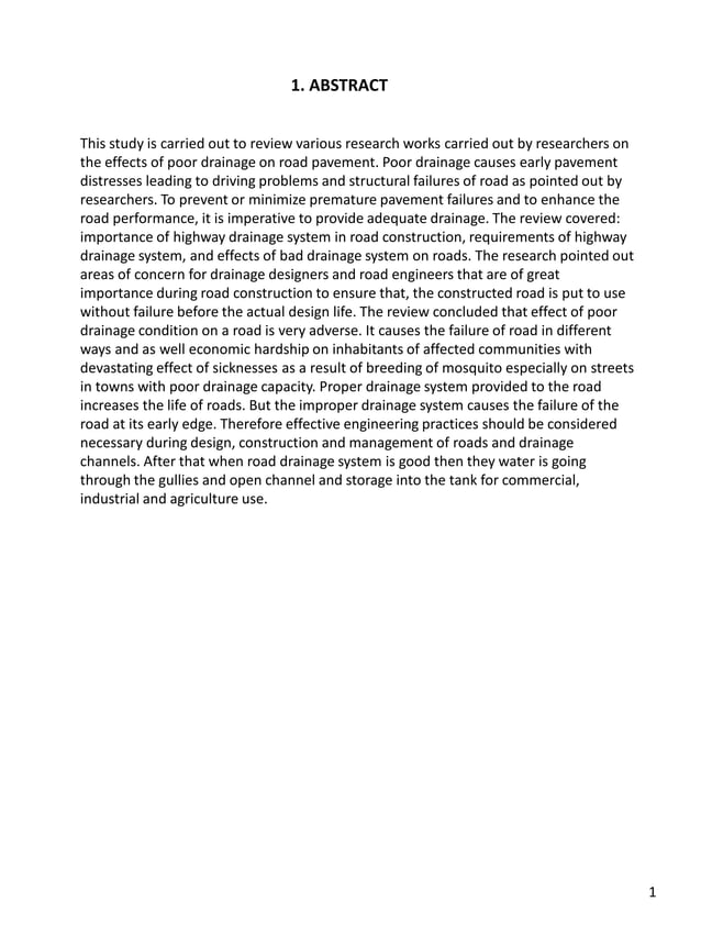 Synopsis ON ROAD DRAINAGE SYSTEM | PPTX