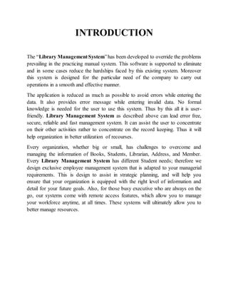 Synopsis of Library Management System | DOCX
