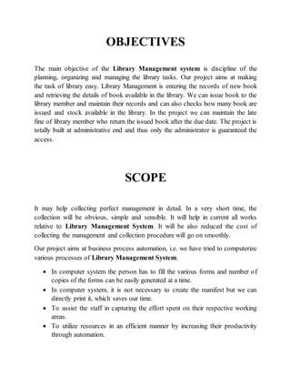 Synopsis of Library Management System | DOCX
