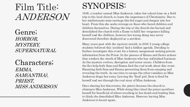 Synopsis + character profiles for horror trailer