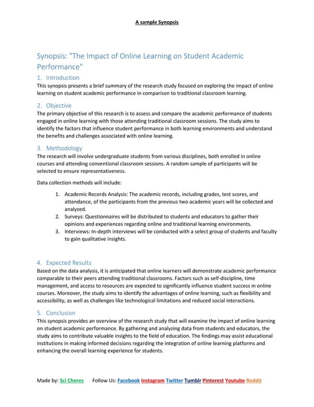 Synopsis Example.pdf | Educational Assessment | Education