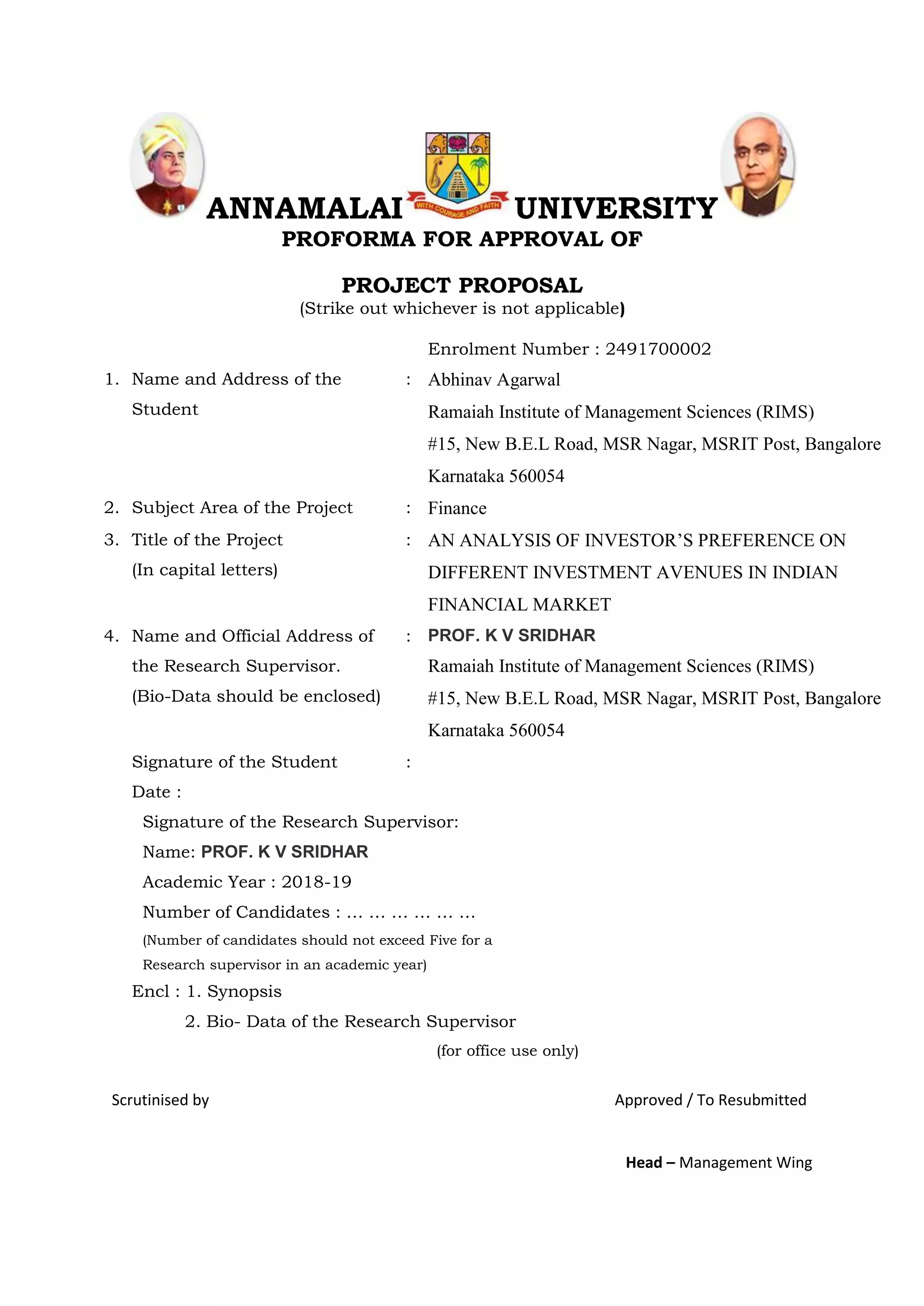 FINANCE RESEARCH REPORT SYNOPSIS | PDF