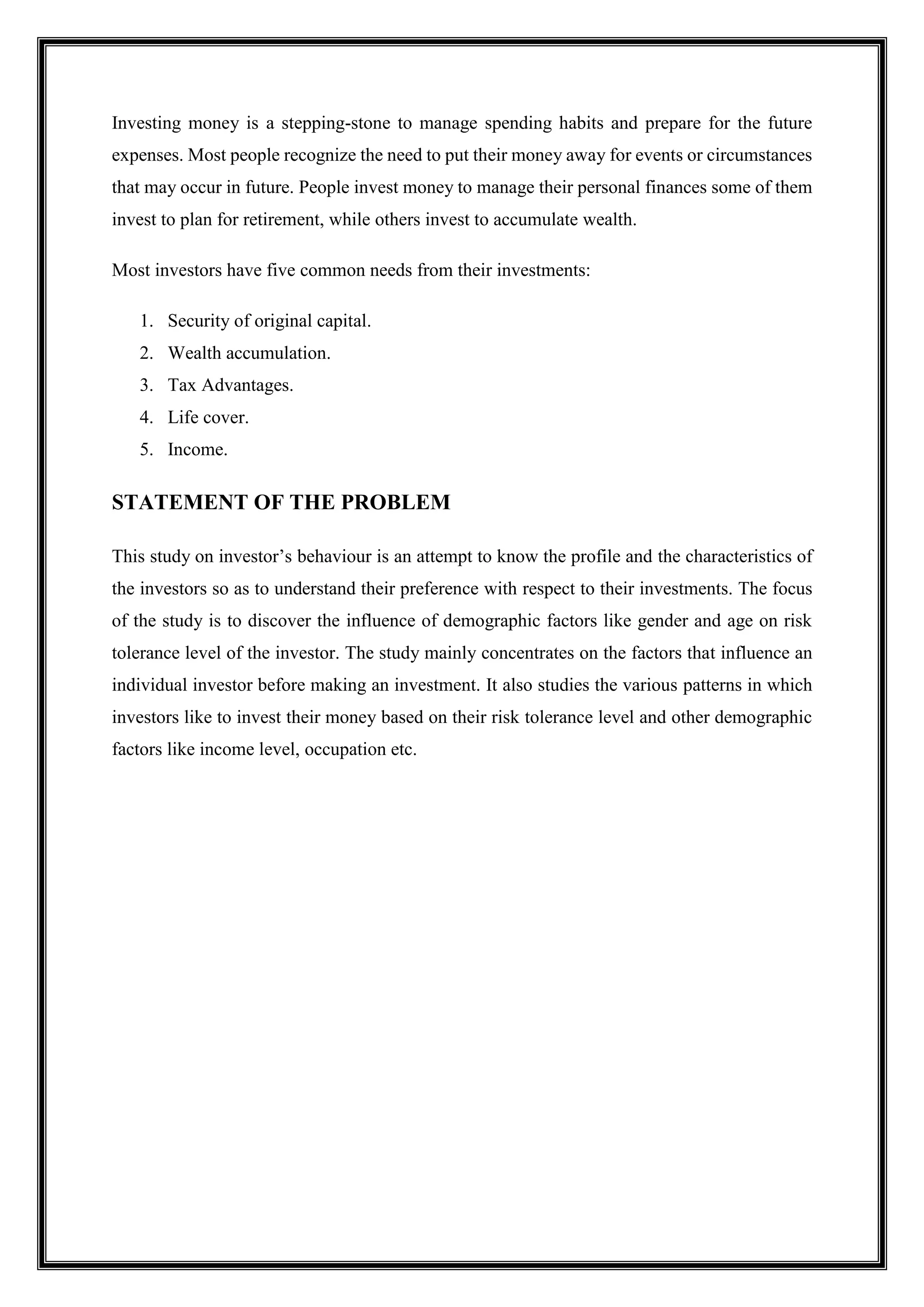 FINANCE RESEARCH REPORT SYNOPSIS | PDF