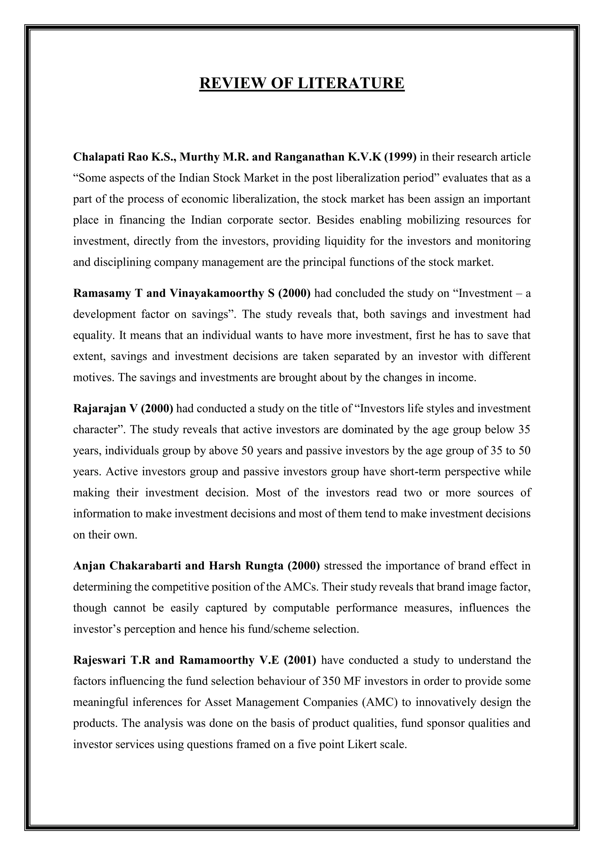 FINANCE RESEARCH REPORT SYNOPSIS | PDF