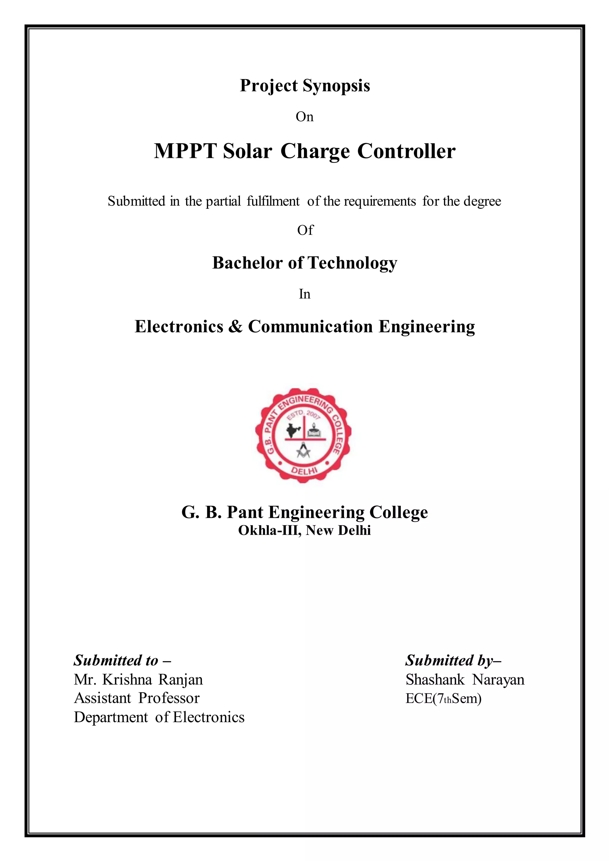 B. Tech. Minor Project Synopsis | DOCX