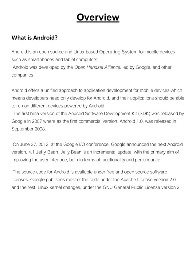Synopsis on android application