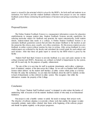 Synopsis of online student feedback system(cse) | DOCX