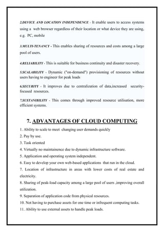 Synopsis on cloud computing by Prashant upta | DOCX
