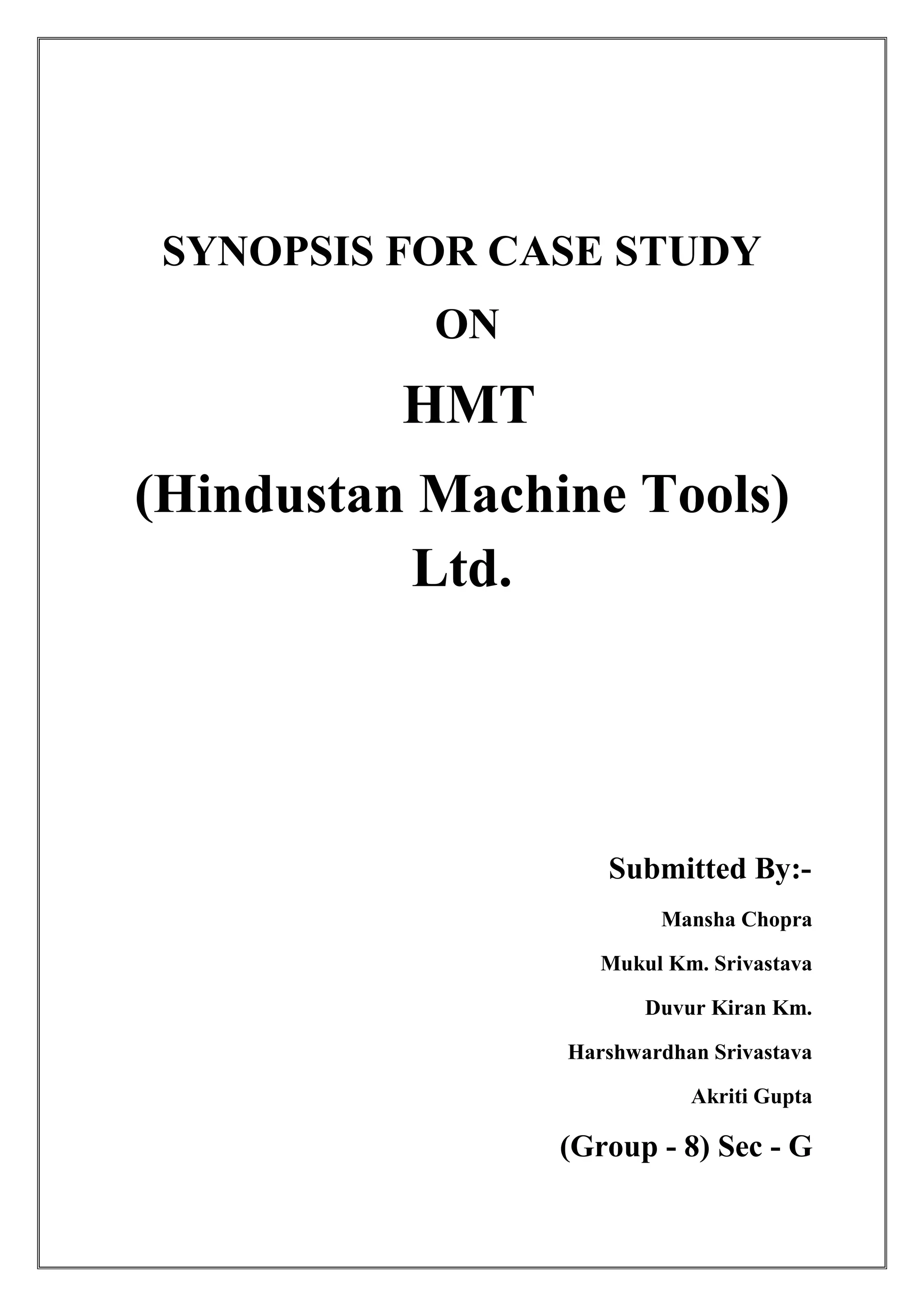 Synopsis on hmt | PDF