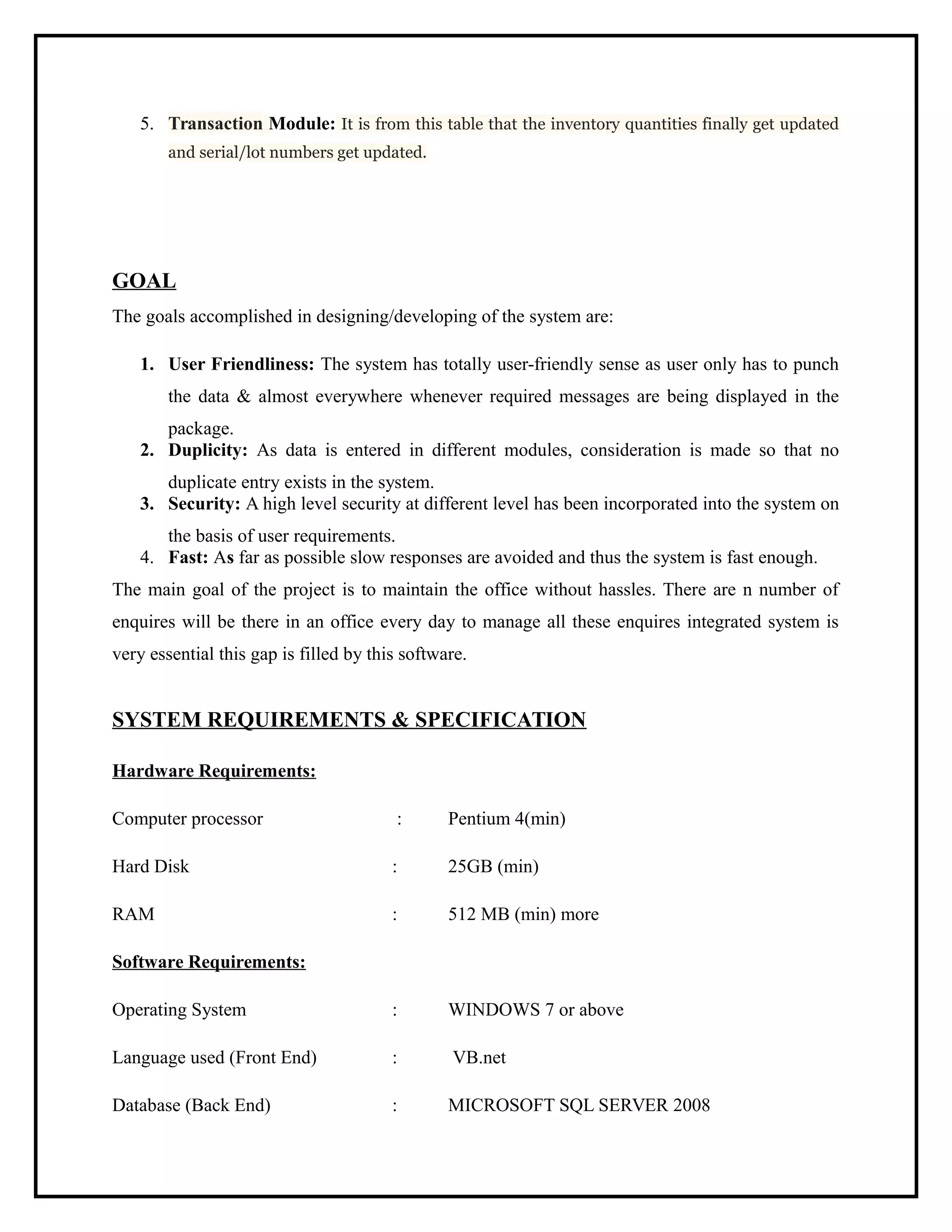 Synopsis on inventory_management_system | PDF