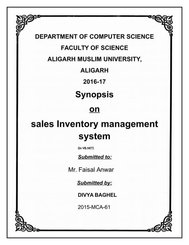 Synopsis on inventory_management_system | PDF | Databases | Computer Software and Applications