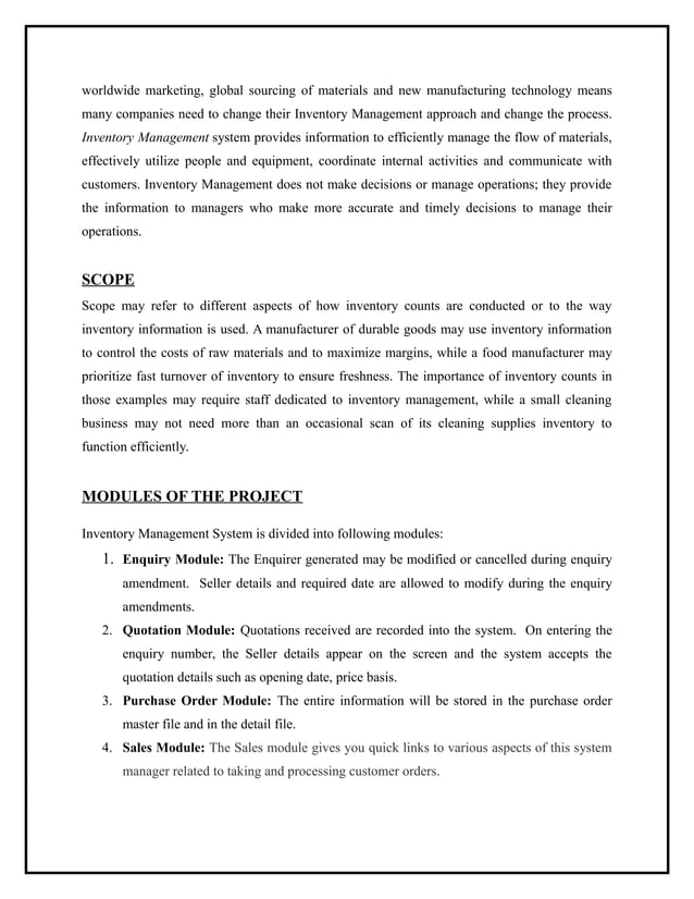 Synopsis on inventory_management_system | PDF | Databases | Computer Software and Applications