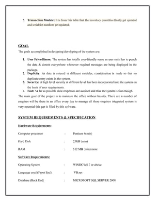 Synopsis on inventory_management_system | PDF