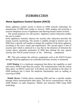 Synopsis on sms based home appliances control | DOC
