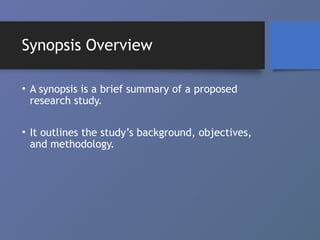 Synopsis Presentation COMSATS University Islamabad, Lahore Campus.pptx