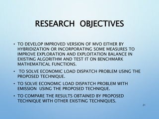 Improved Multi Verse Optimization Algorithm for solving Multiobjective optimum load dispatch | PPT