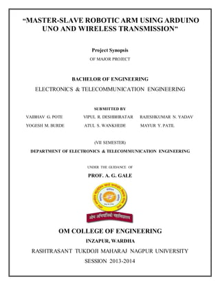 Master Slave Robotic Arm Using Wireless Transmission Of electricity | DOCX | Computer Networking ...