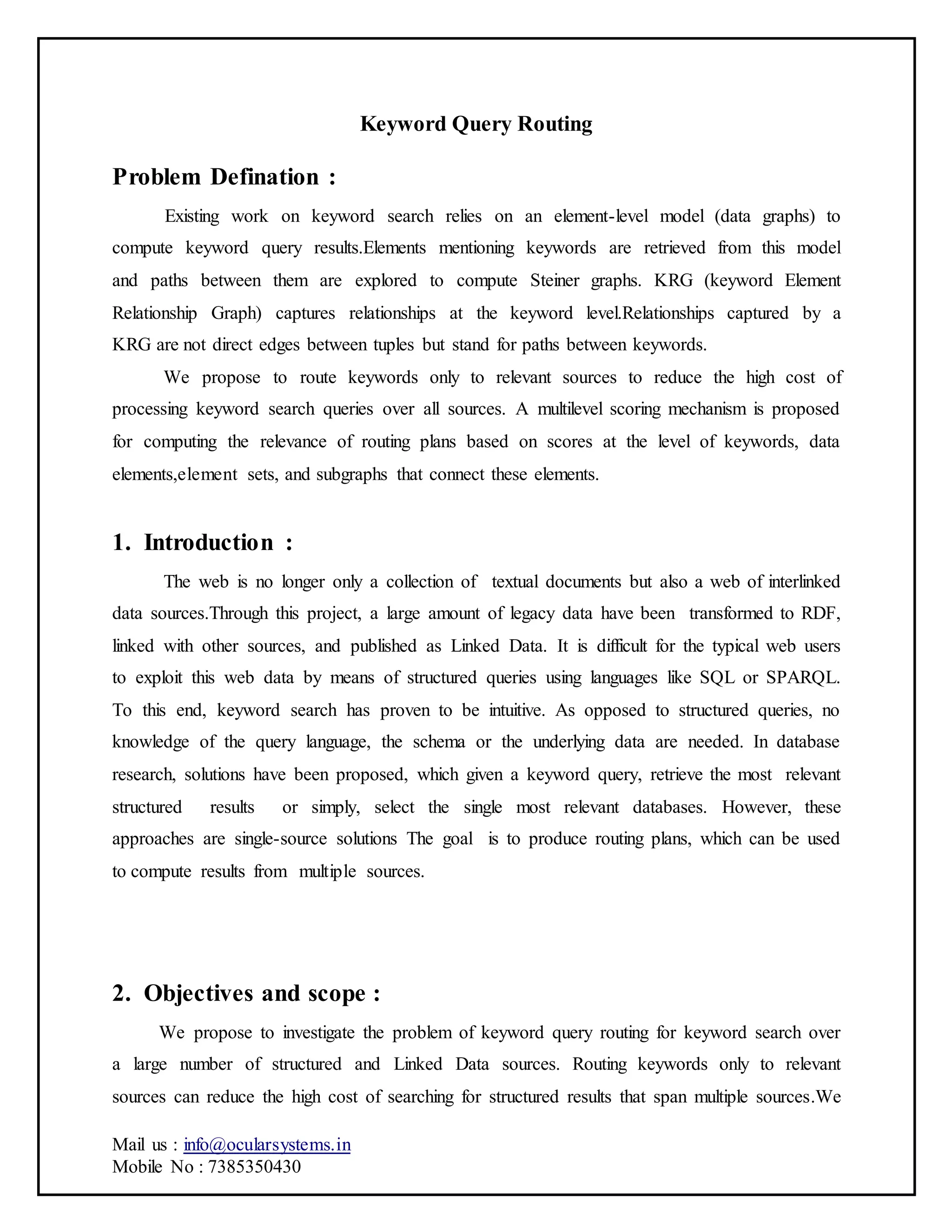 Keyword Query Routing | PDF