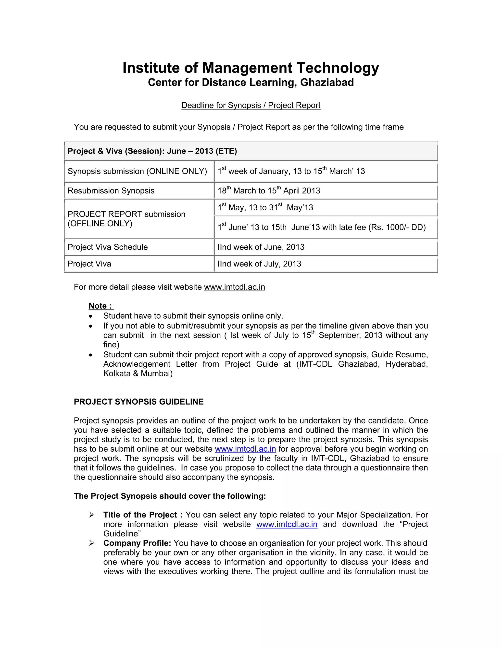 Synopsis timeline | PDF