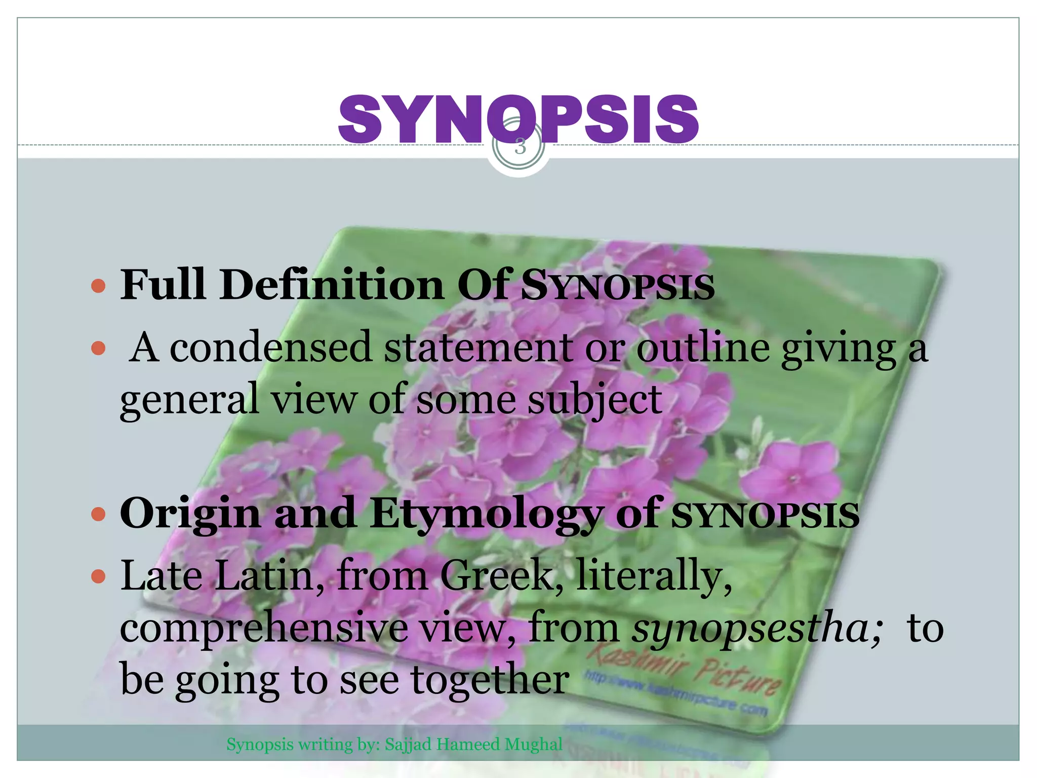 Synopsis writing....important instructions | PPT