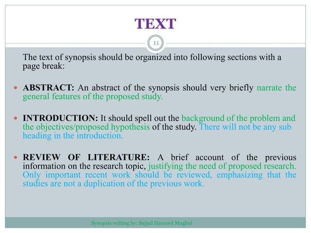 Synopsis writing....important instructions | PPT