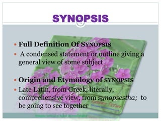 Synopsis writing....important instructions | PPT