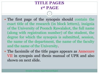 Synopsis writing....important instructions | PPTX