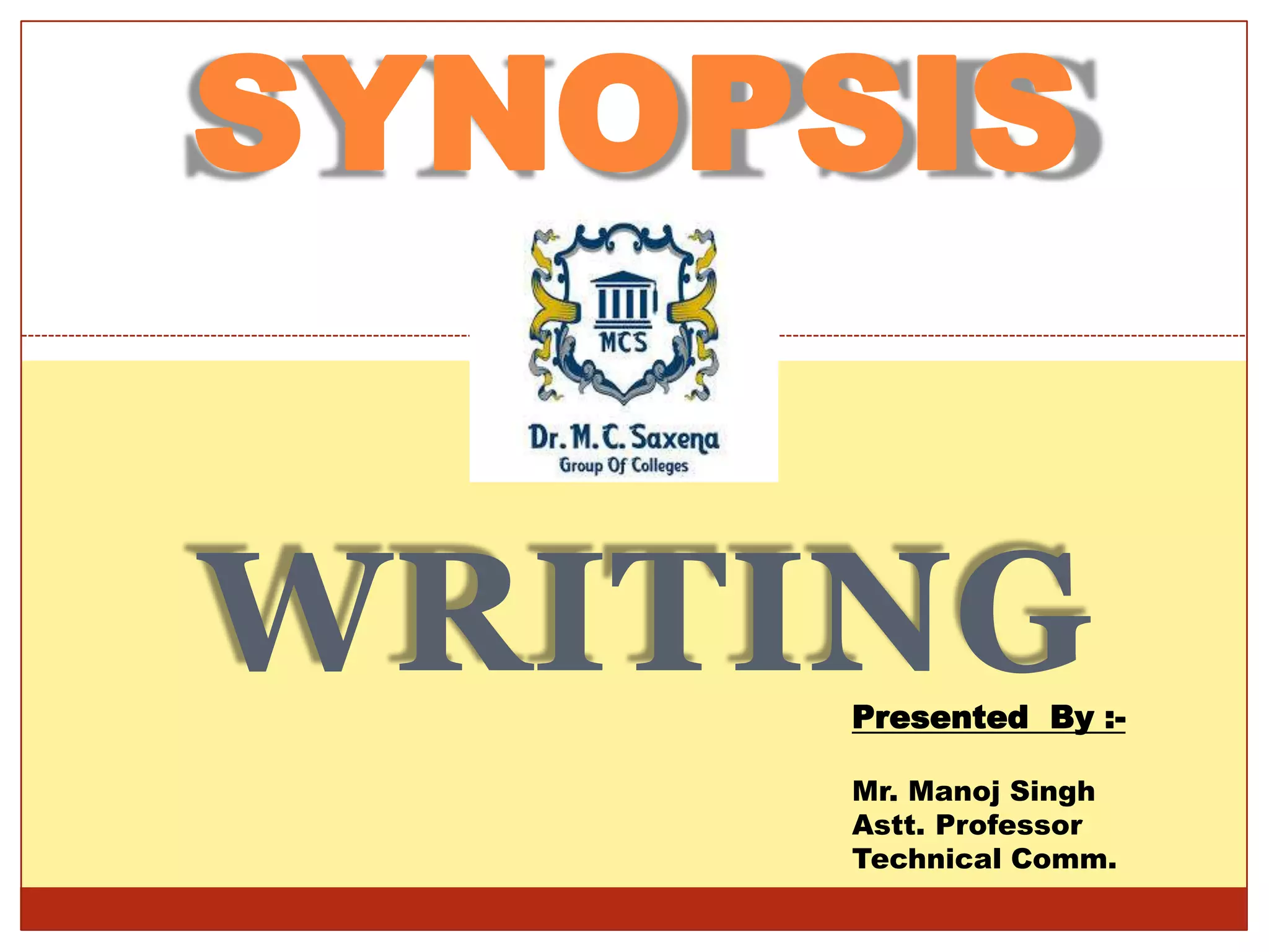 Synopsiswriting | PPTX