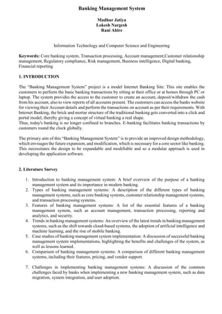 Banking Management System Synopsys | DOCX
