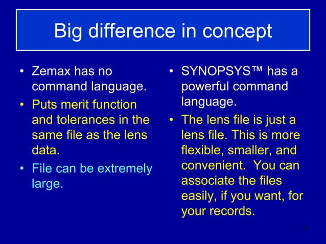 SYNOPSYS -- Zemax Comparison.pptx | 3-D Graphics | Computer Software and Applications