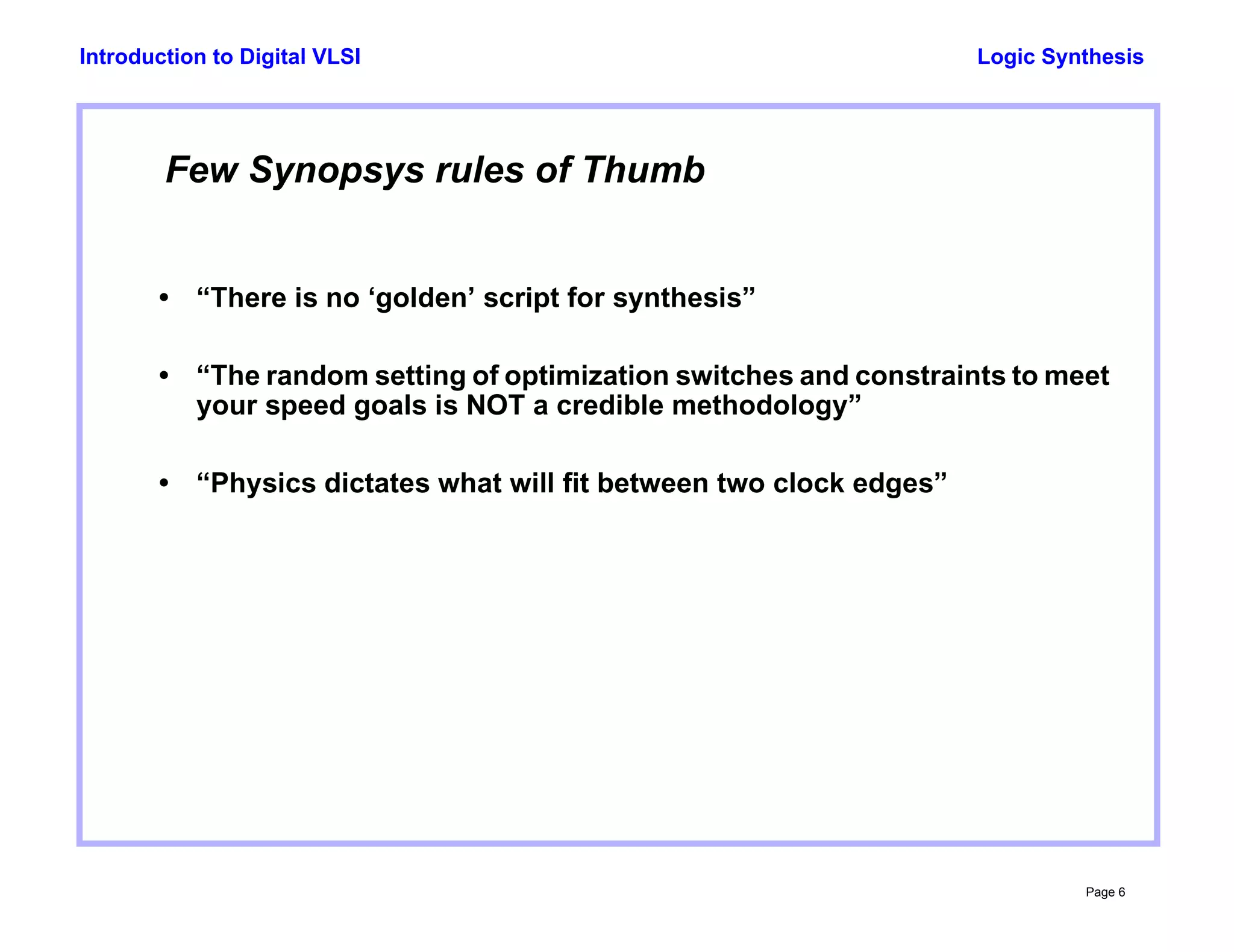synopsys logic synthesis | PDF