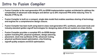 Synopsys Fusion Compiler-Comprehensive RTL-to-GDSII Implementation ...