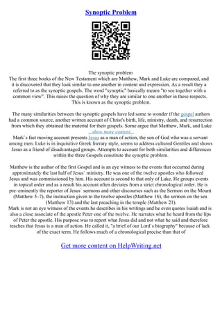 Synoptic Essay | PDF