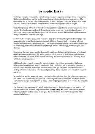 Synoptic Essay | PDF