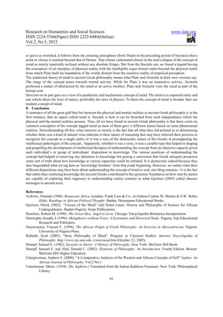 Synoptic excursus of ancient greek concept of mind from thales to the ...