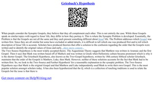 Synoptic Gospel Of Mark | PDF
