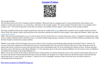 Synoptic Gospel Of Mark | PPT