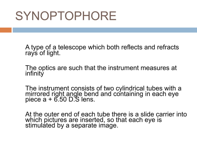 Synoptophore | Major amblyoscope | PPT | Eye and Vision Conditions ...