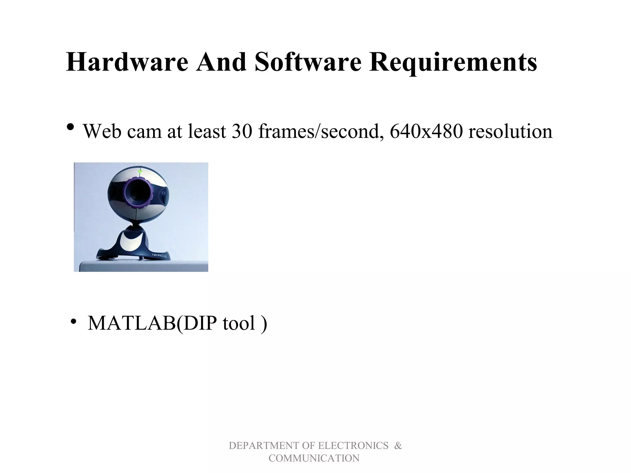 project presentation on mouse simulation using finger tip detection | PPT