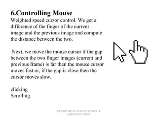 project presentation on mouse simulation using finger tip detection | PPT
