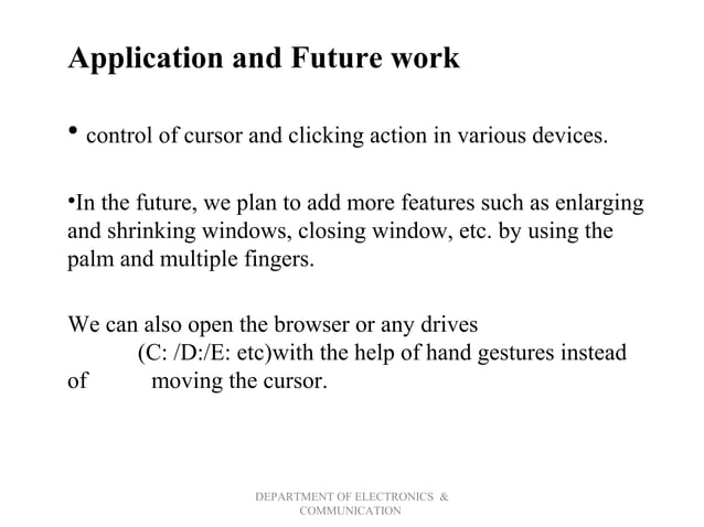 Project Presentation On Mouse Simulation Using Finger Tip Detection Ppt