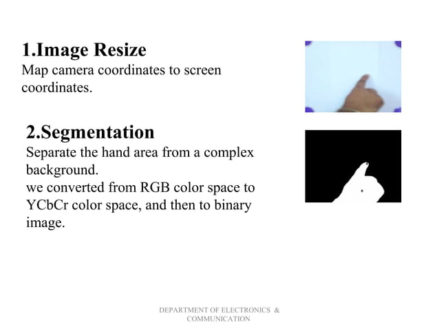 project presentation on mouse simulation using finger tip detection | PPT